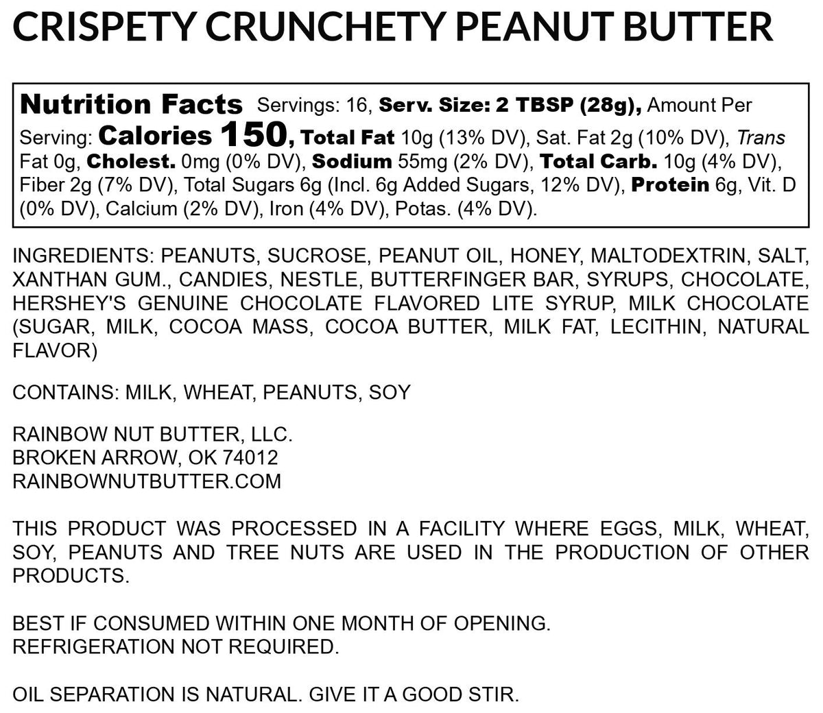 Crispety Crunchety Peanut Butter Treat BUTTERFINGER – Rainbow Nut Butter