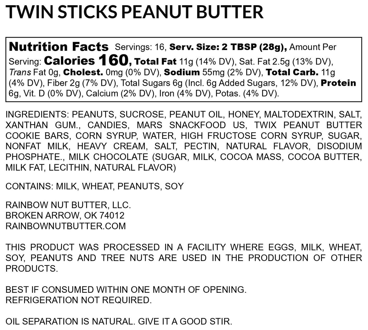 Twin Sticks Twix Peanut Butter Treat – Rainbow Nut Butter